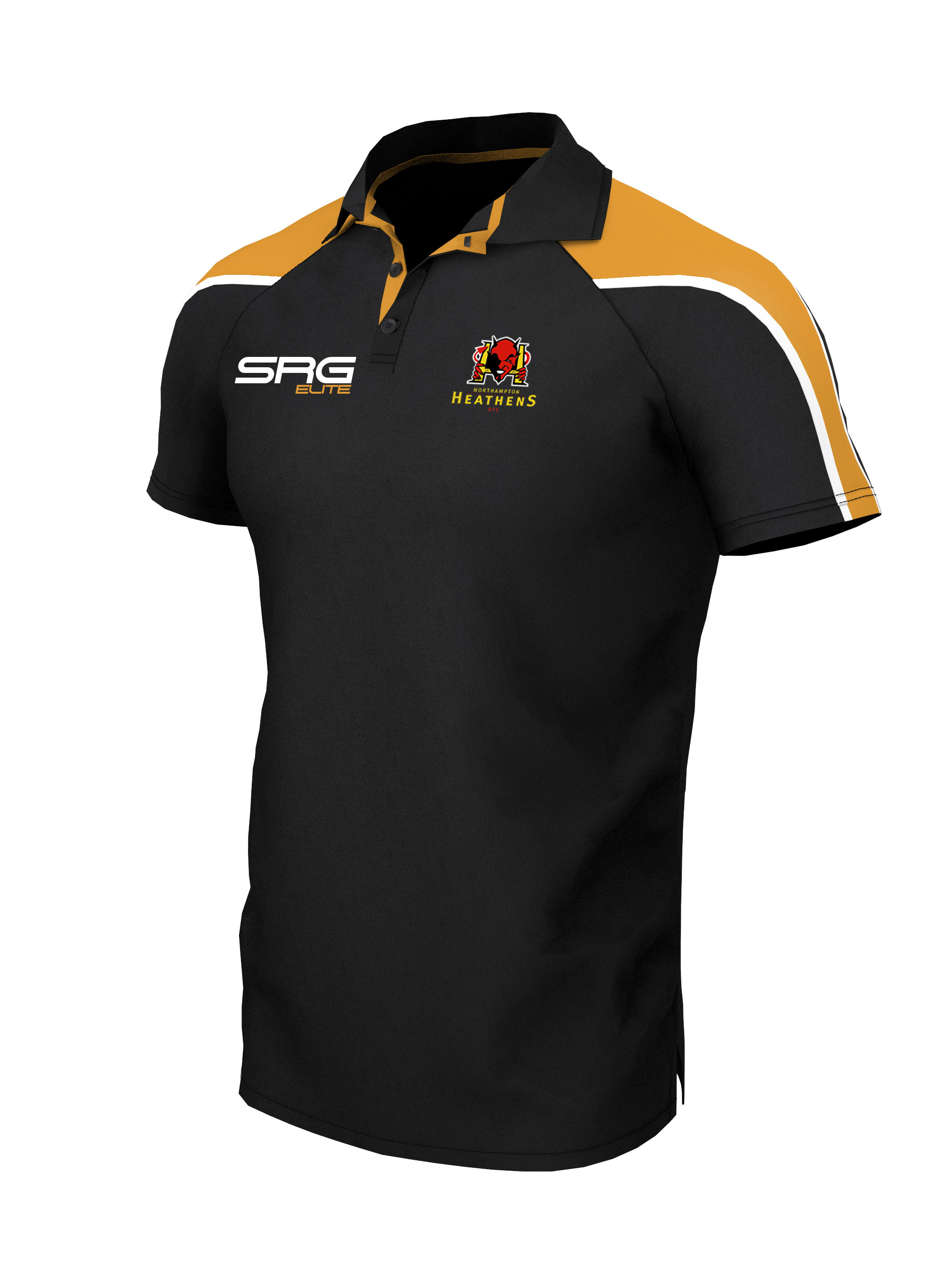 Heathens Unisex Polo Shirt – Black/Amber | SRG Elite