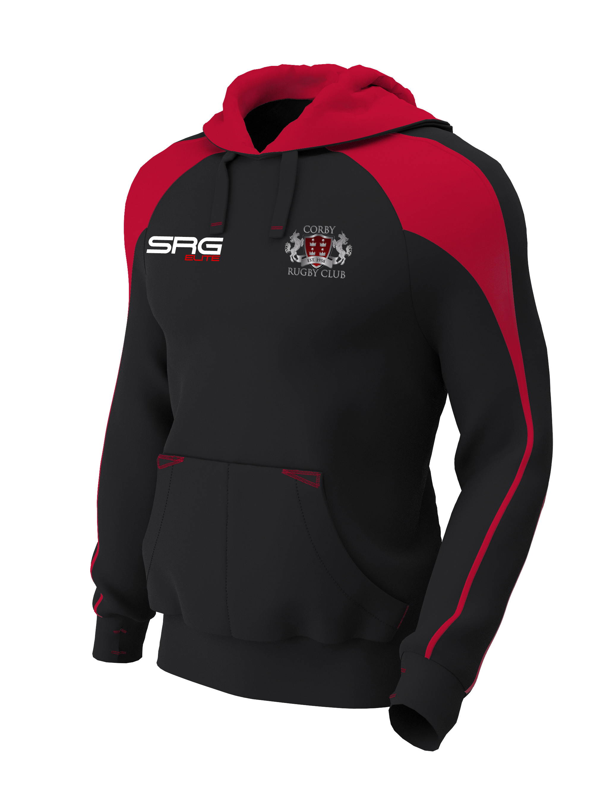 Corby RFC Premium Hoody – Black/Red | SRG Elite