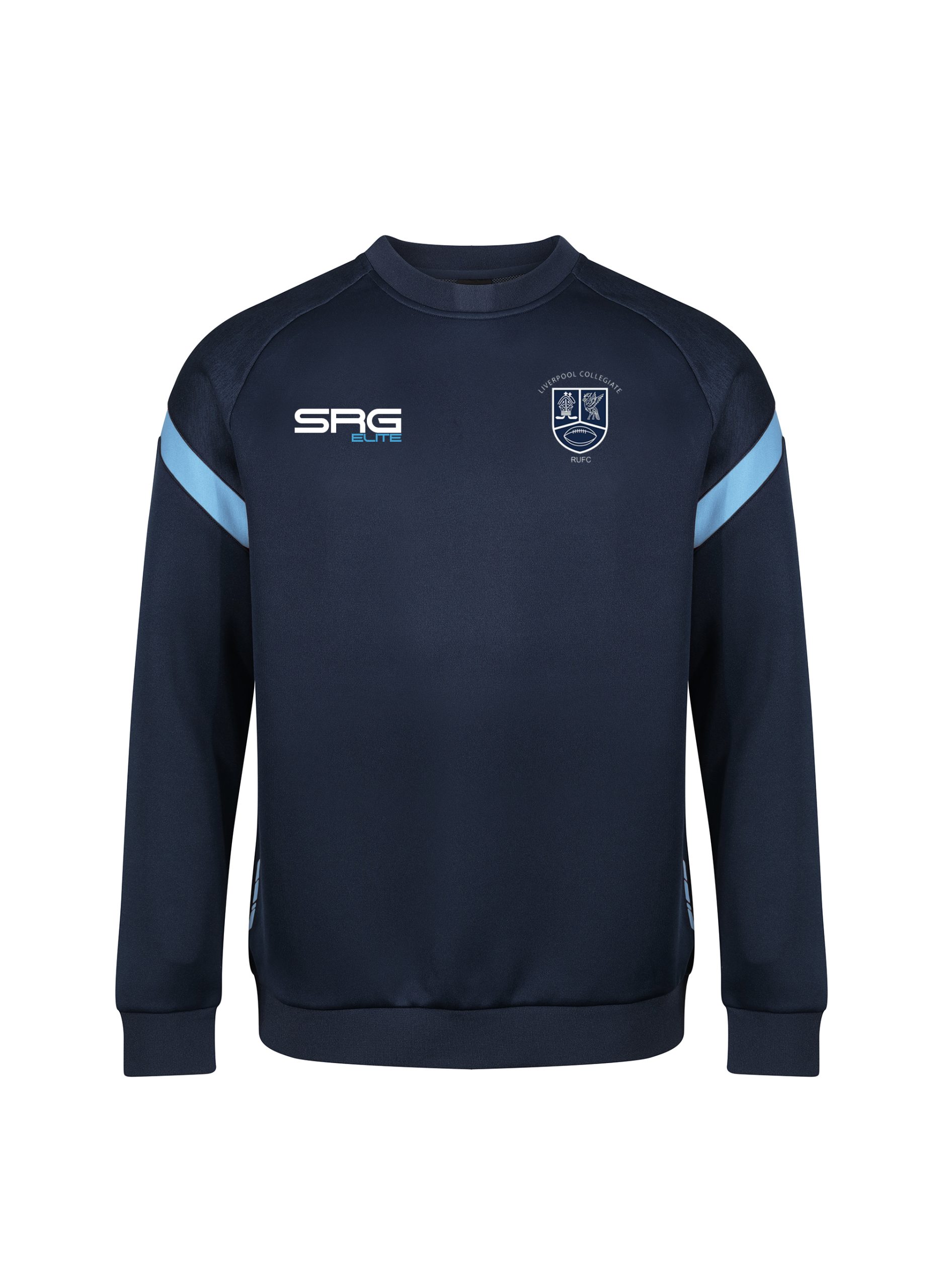 Liverpool Collegiate RUFC - KINETIC CREW NECK TECH TOP - NAVY/SKY - SRG ...